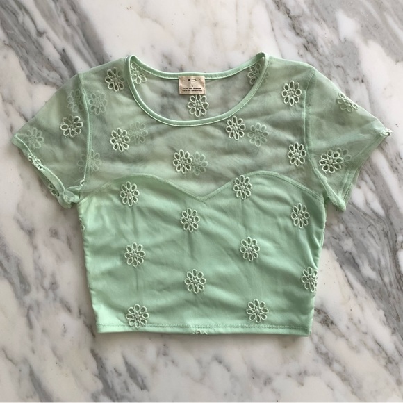 Pins & Needles | Tops | Pin And Needles Floral Sheer Crop Top | Poshmark